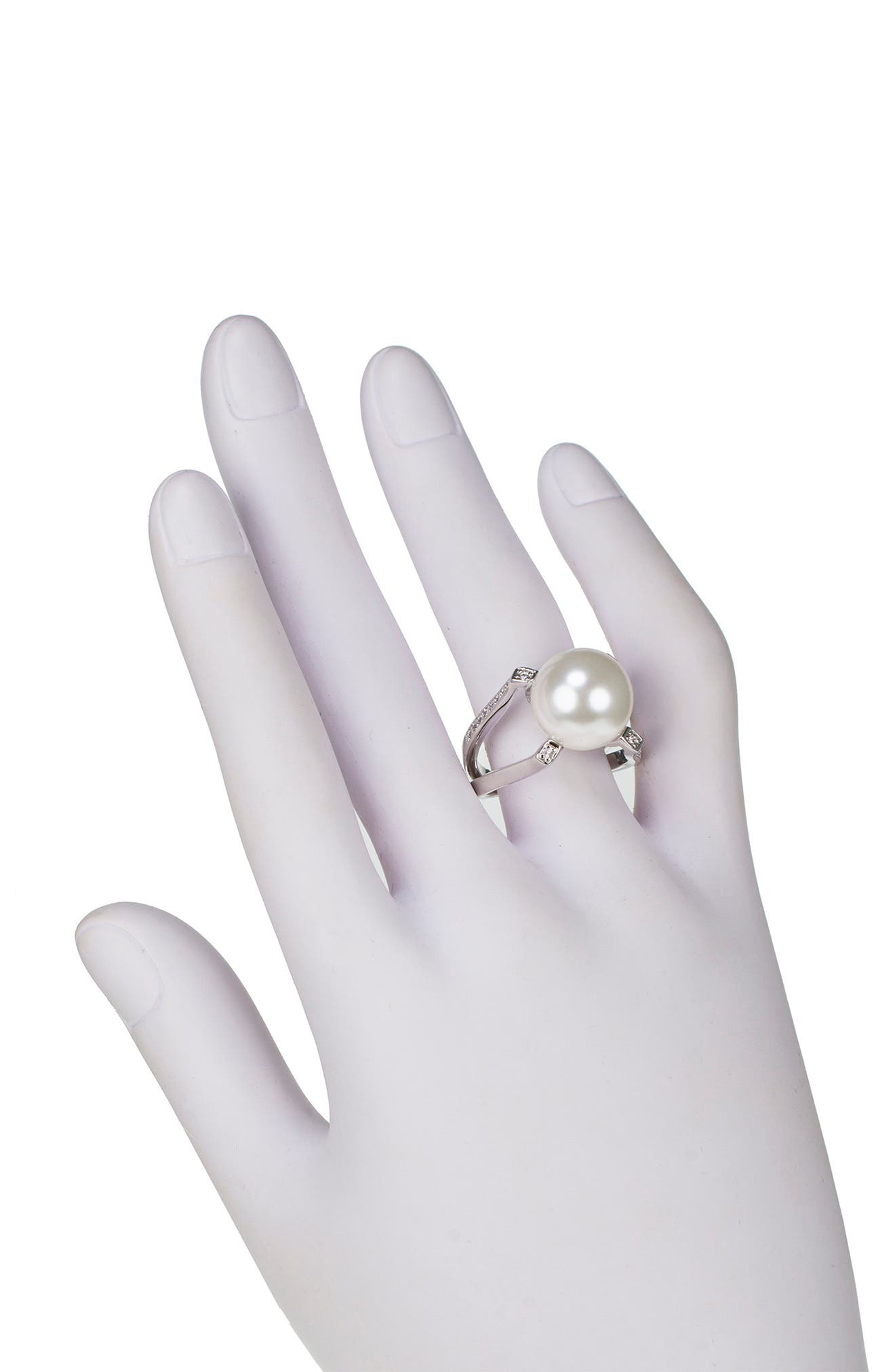 CZ by Kenneth Jay Lane Claw Set Mother of Pearl Gumball CZ Pave Open ...