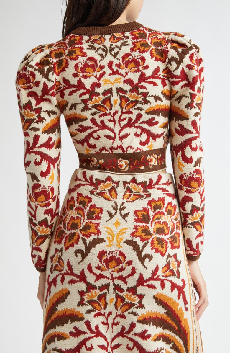 FARM Rio Toucans Puff Sleeve Crop Sweater | Nordstromrack