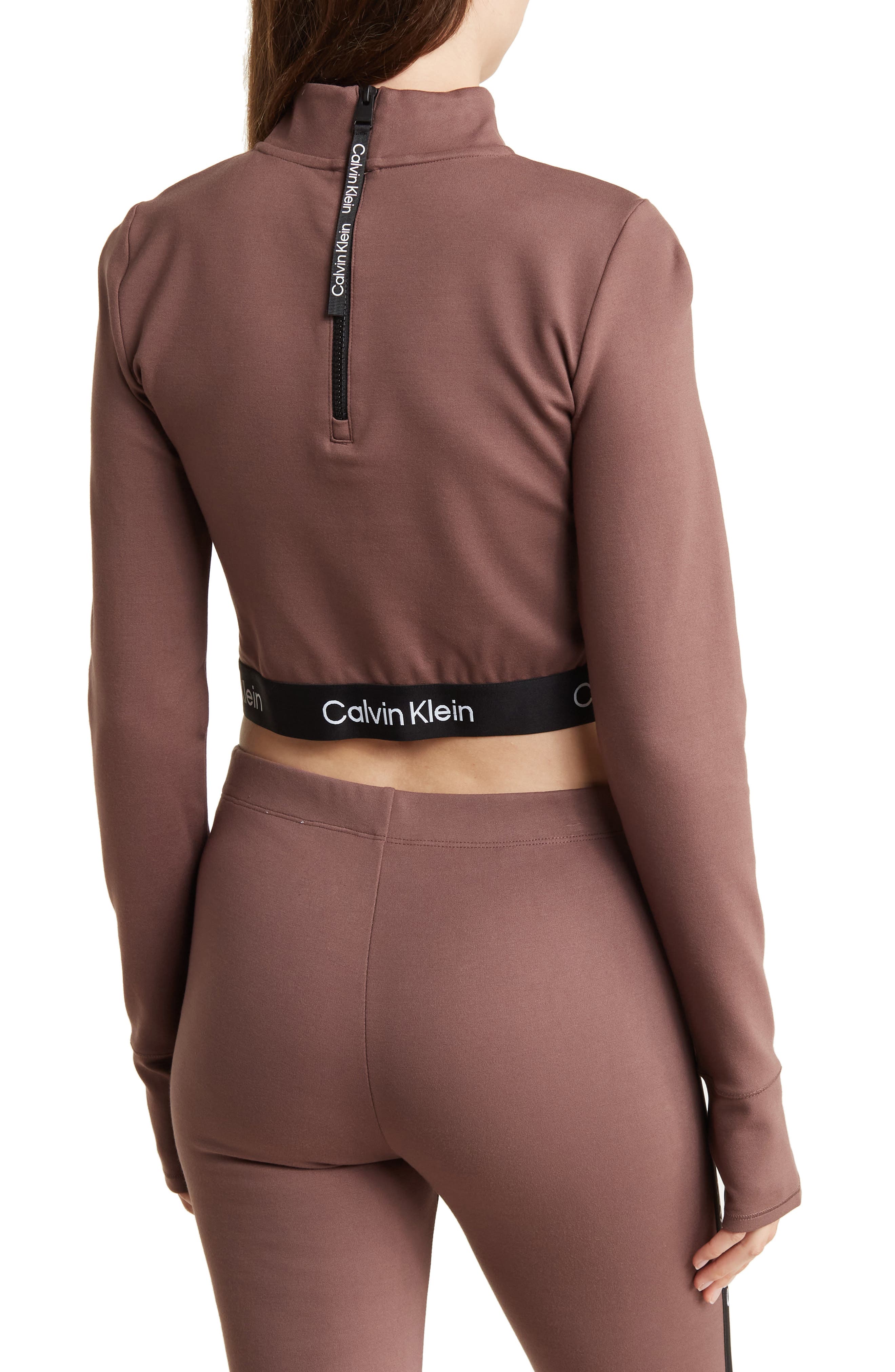 Calvin Klein Mock Neck Long Sleeve Logo Band Top | Nordstromrack