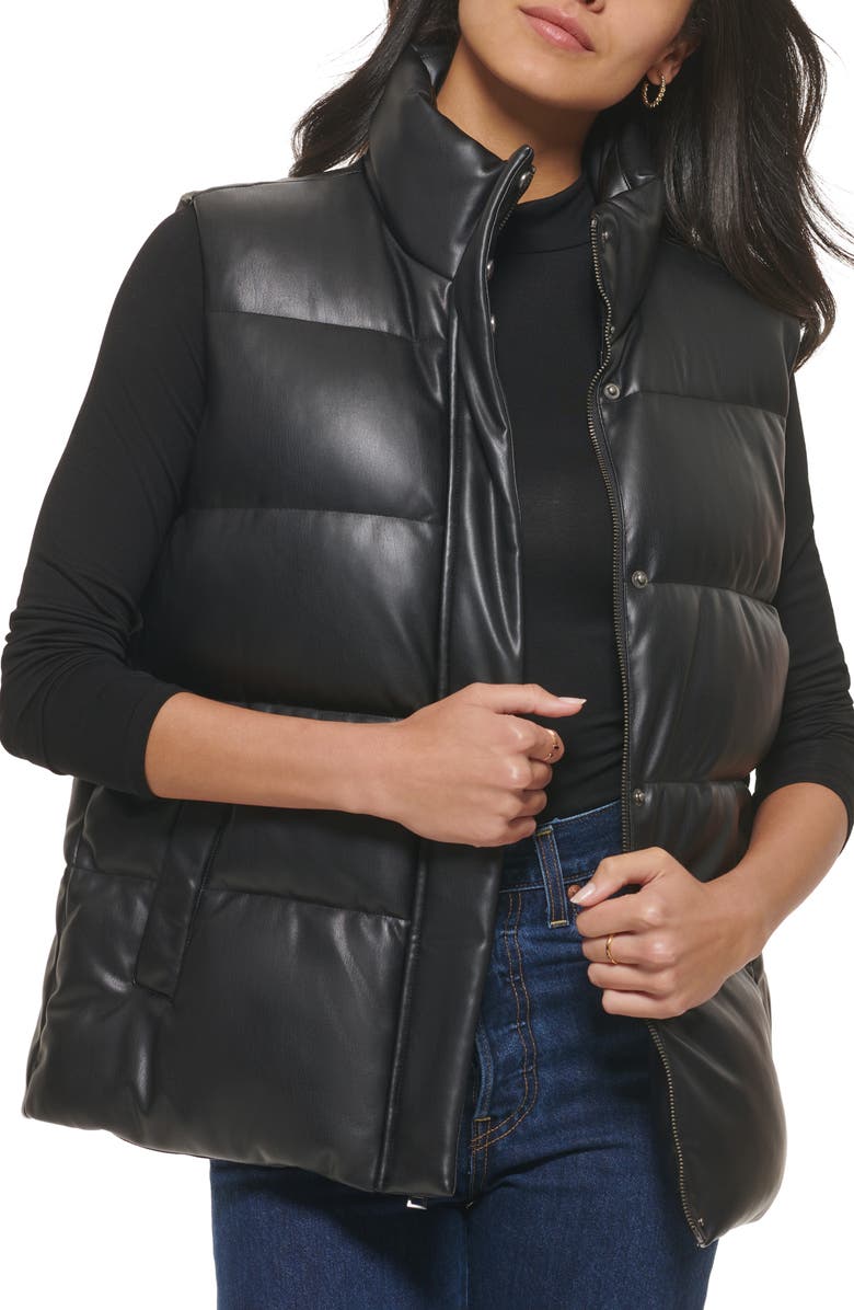 Levi's® Water Resistant Faux Leather Relaxed Puffer Vest | Nordstromrack