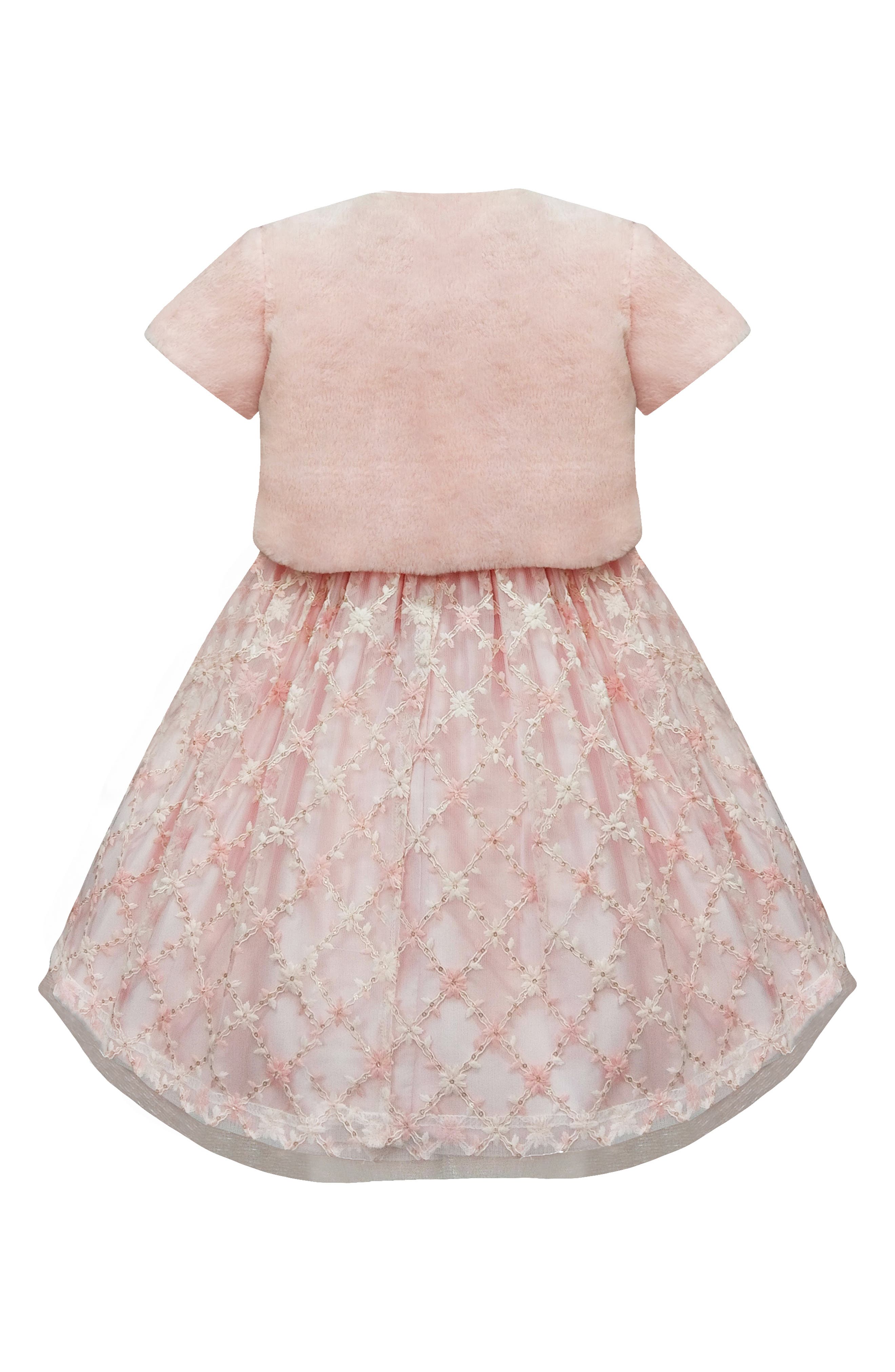 AMERICAN PRINCESS Kids' Flower Embroidered Dress & Faux Fur Bolero ...