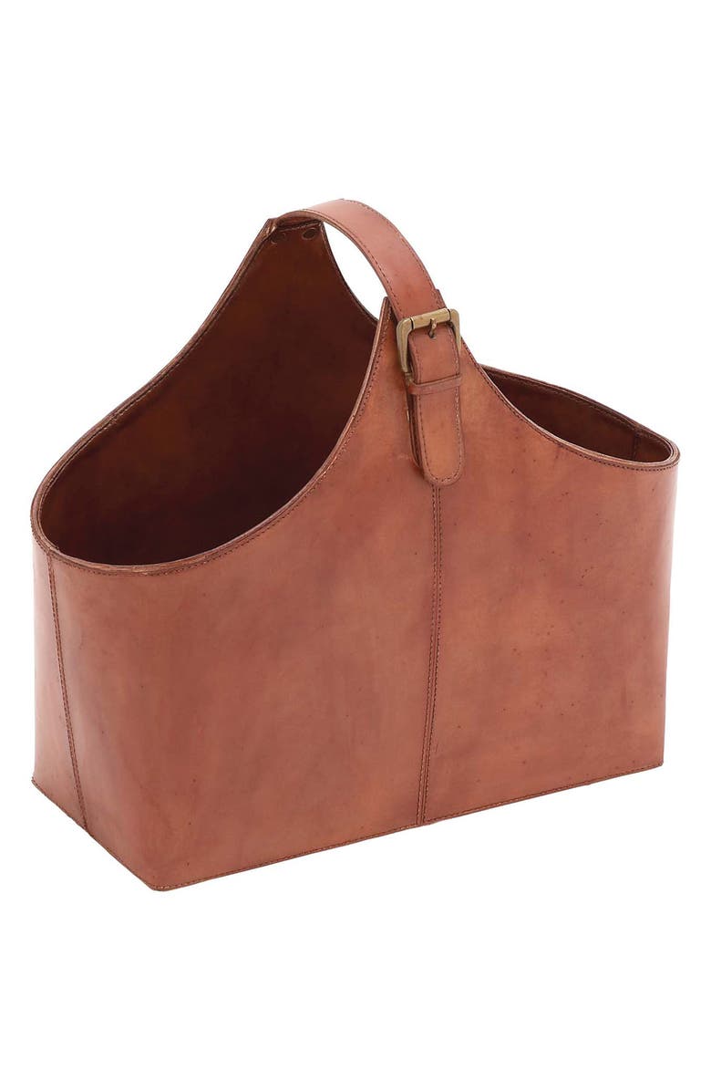GINGER BIRCH STUDIO Brown Leather Modern Magazine Holder with Detail ...