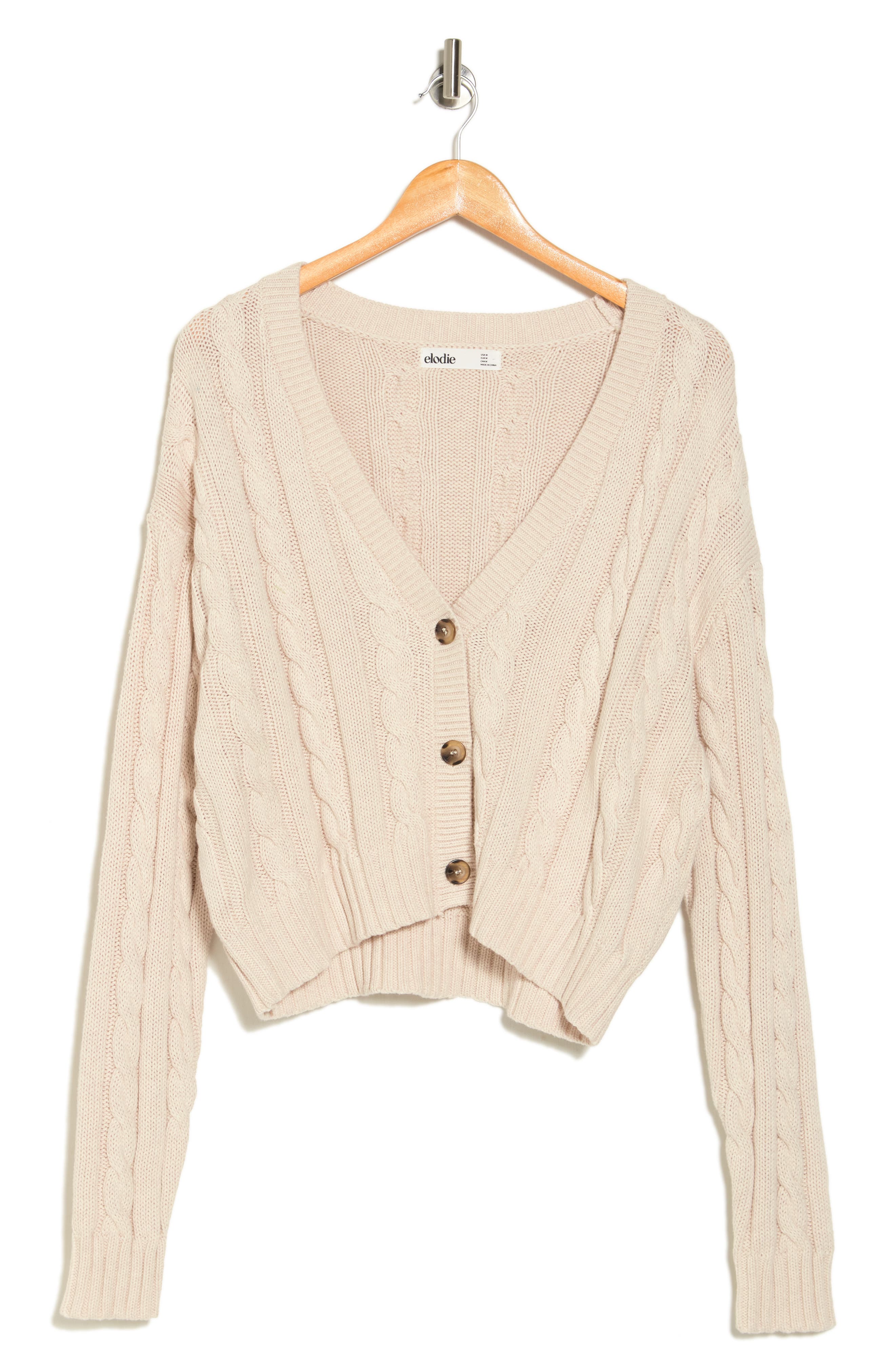 Elodie Cotton Cable Knit Button Front Cardigan | Nordstromrack
