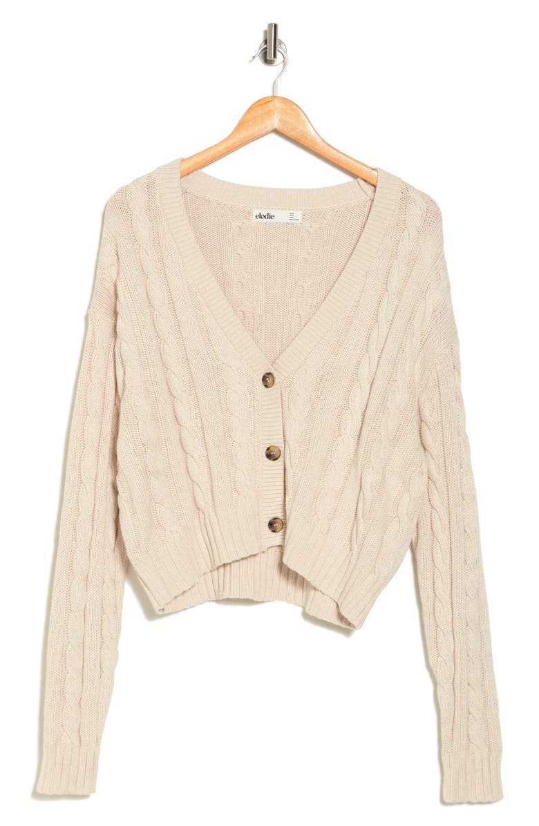 Elodie Cotton Cable Knit Button Front Cardigan | Nordstromrack