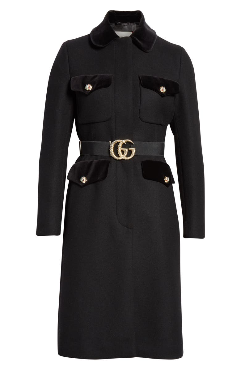 Gucci GG Belt Wool Blend Military Coat | Nordstrom