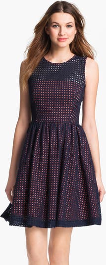 French Connection Embroidered Cotton Eyelet Fit & Flare Dress | Nordstrom
