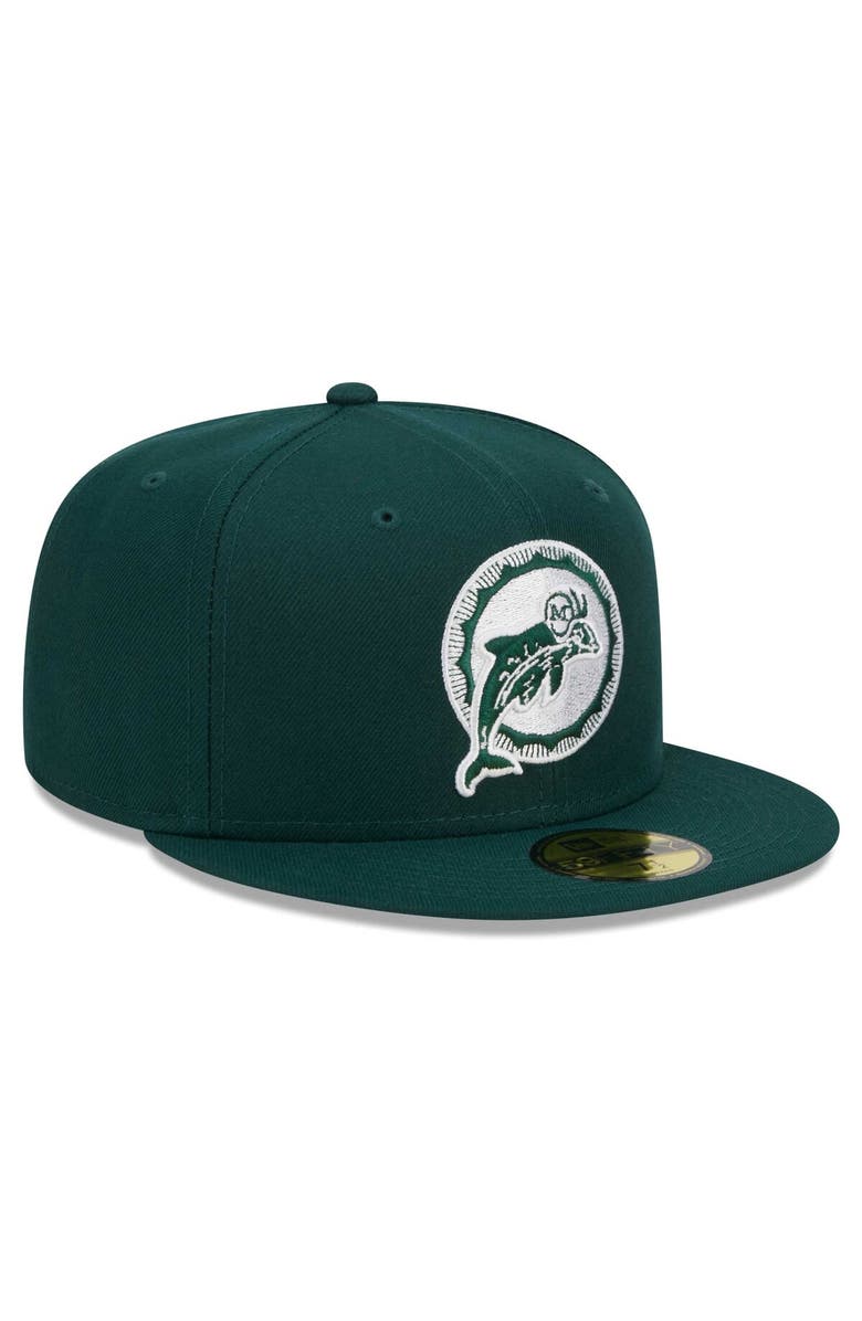 New Era Men's New Era Green Miami Dolphins Throwback Main 59FIFTY ...