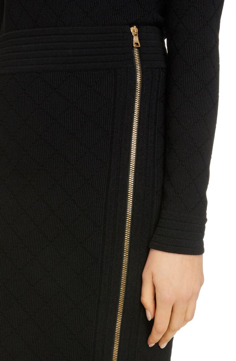 Balmain Side Zip Diamond Stitch Skirt | Nordstrom