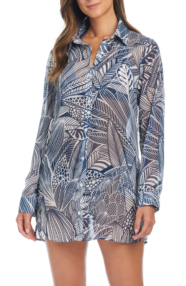 BLEU by Rod Beattie Bali Breeze Chiffon Cover-Up Shirt | Nordstrom