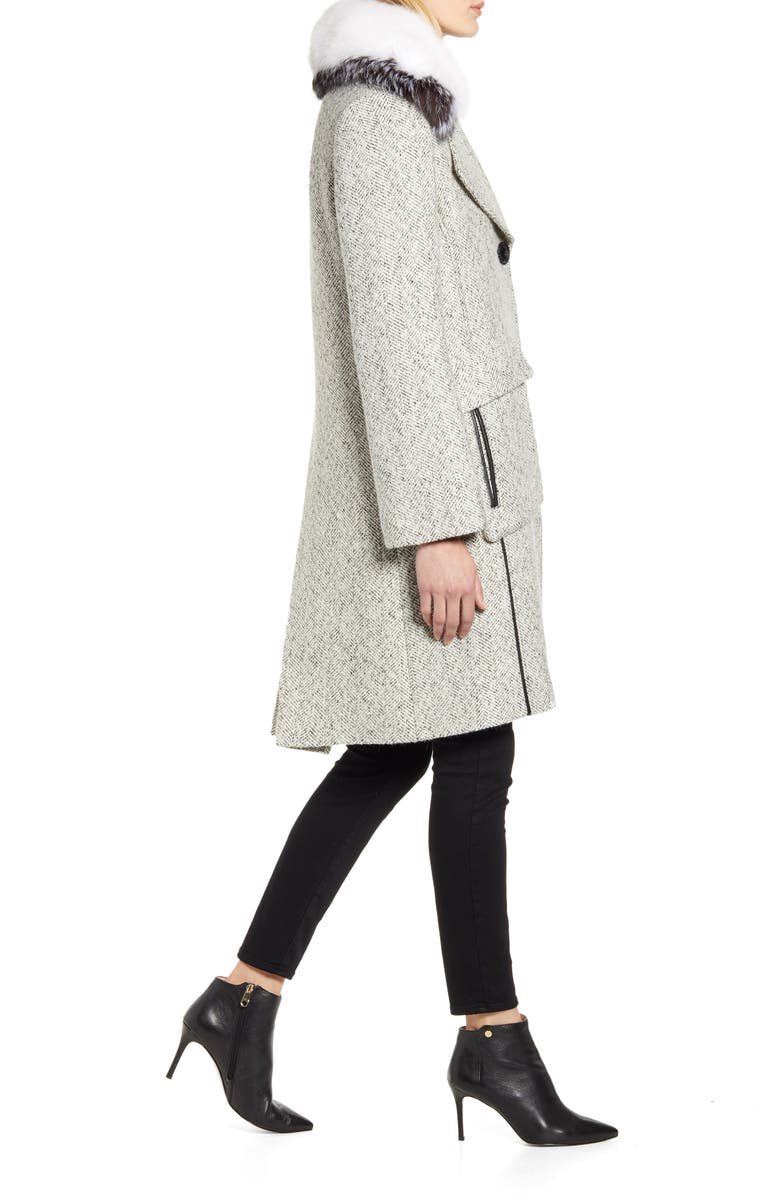 Derek Lam 10 Crosby Tweed Coat with Genuine Fox Fur Trim | Nordstromrack