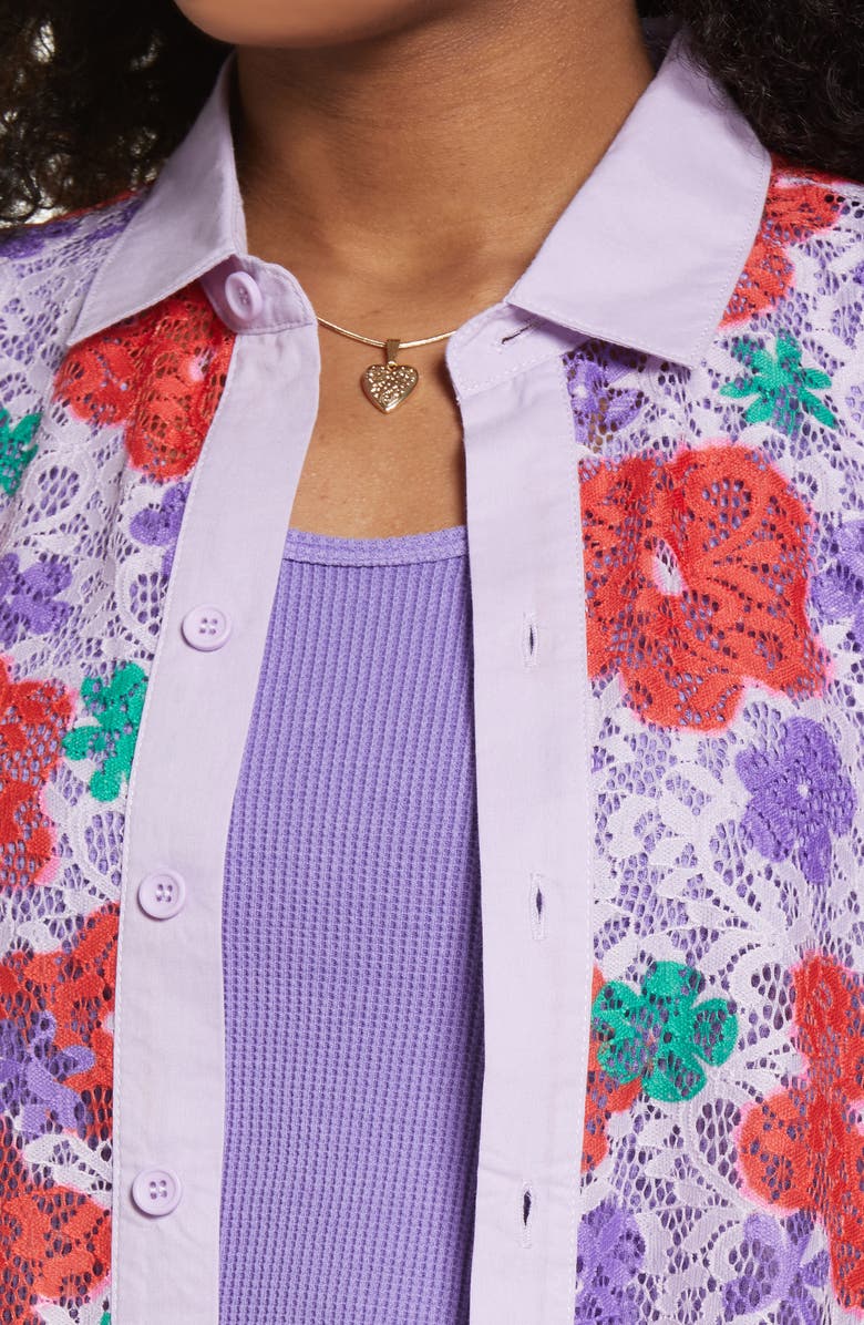BP. Be Proud Pride Gender Inclusive Floral Lace Button-Up Shirt ...