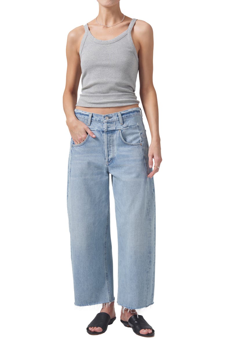 Citizens of Humanity Bisou High Waist Raw Hem Crop Barrel Wide Leg ...