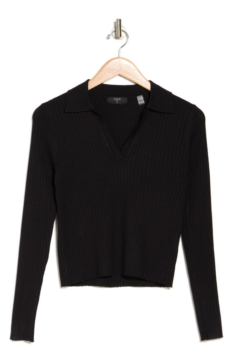 T Tahari Long Sleeve Split Neck Pullover Sweater | Nordstromrack