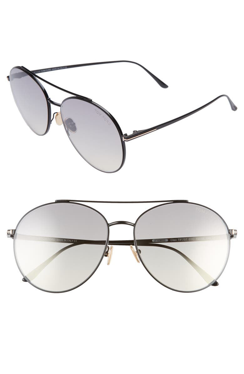TOM FORD Cleo 59mm Round Aviator Sunglasses | Nordstromrack