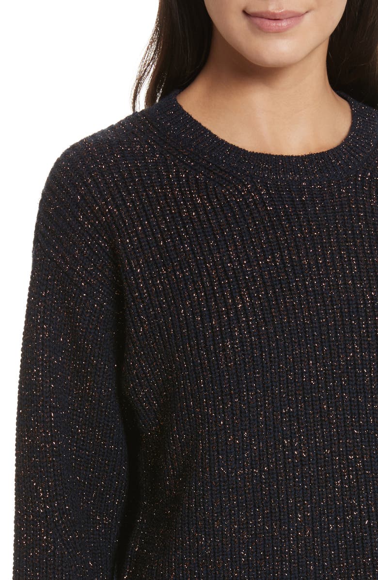 rag & bone Leyton Metallic Knit Merino Wool Blend Sweater | Nordstrom