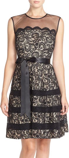 Betsy & Adam Illusion Yoke Lace Fit & Flare Dress | Nordstrom