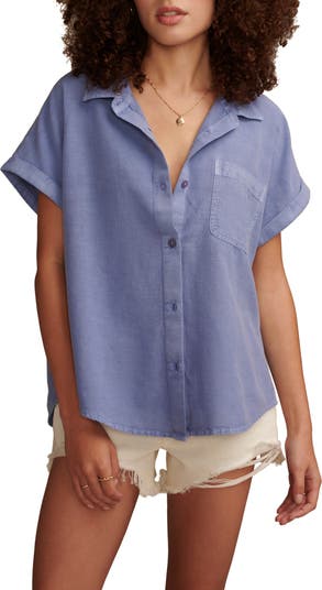 Lucky Brand Cotton & Linen Button-Up Top | Nordstrom