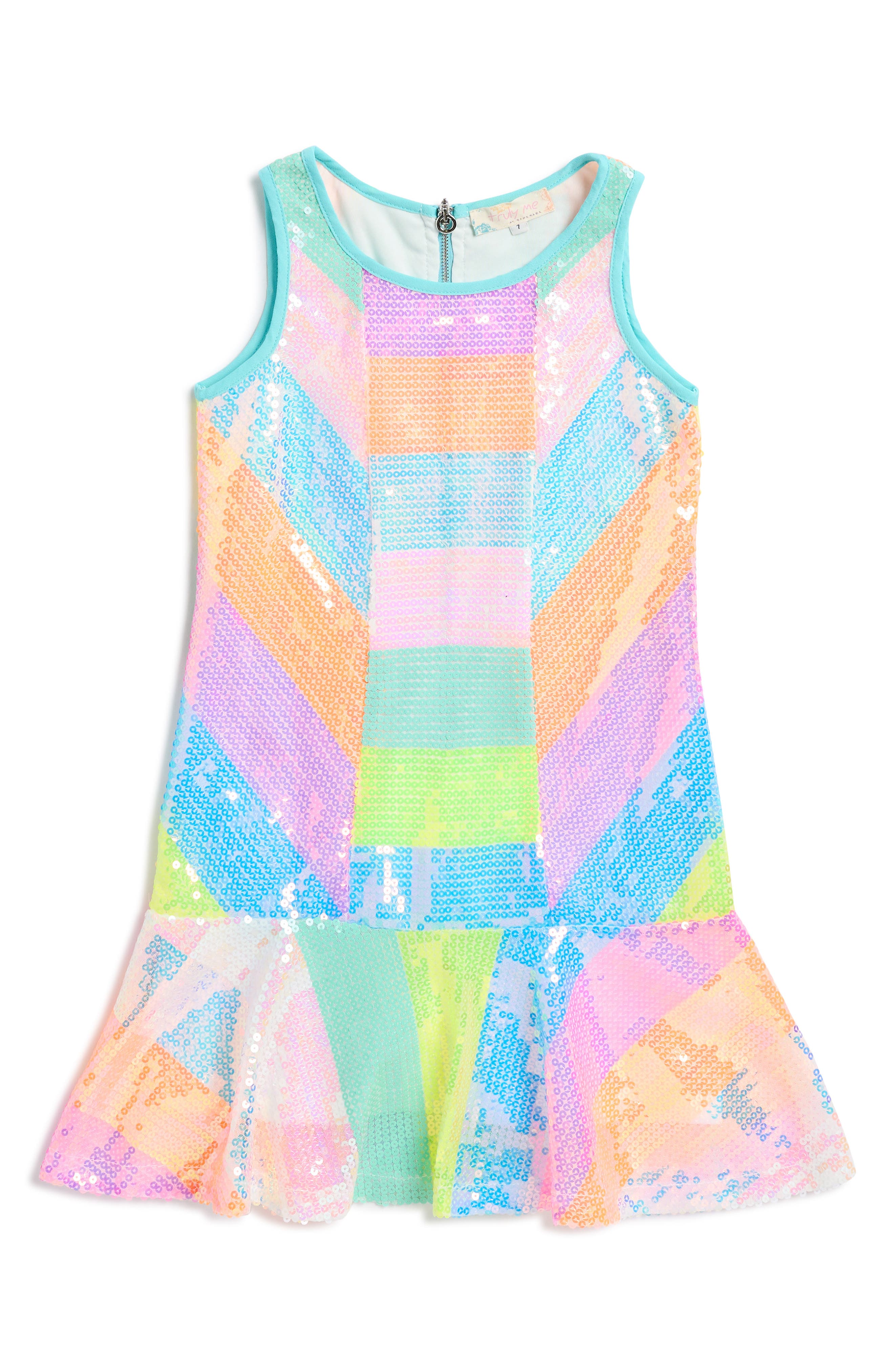 Hannah Banana Kids' Sequin Stripe Drop Waist Dress | Nordstromrack