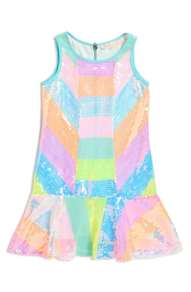 Hannah Banana Kids' Sequin Stripe Drop Waist Dress | Nordstromrack