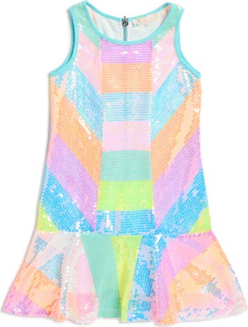 Hannah Banana Kids' Sequin Stripe Drop Waist Dress | Nordstromrack