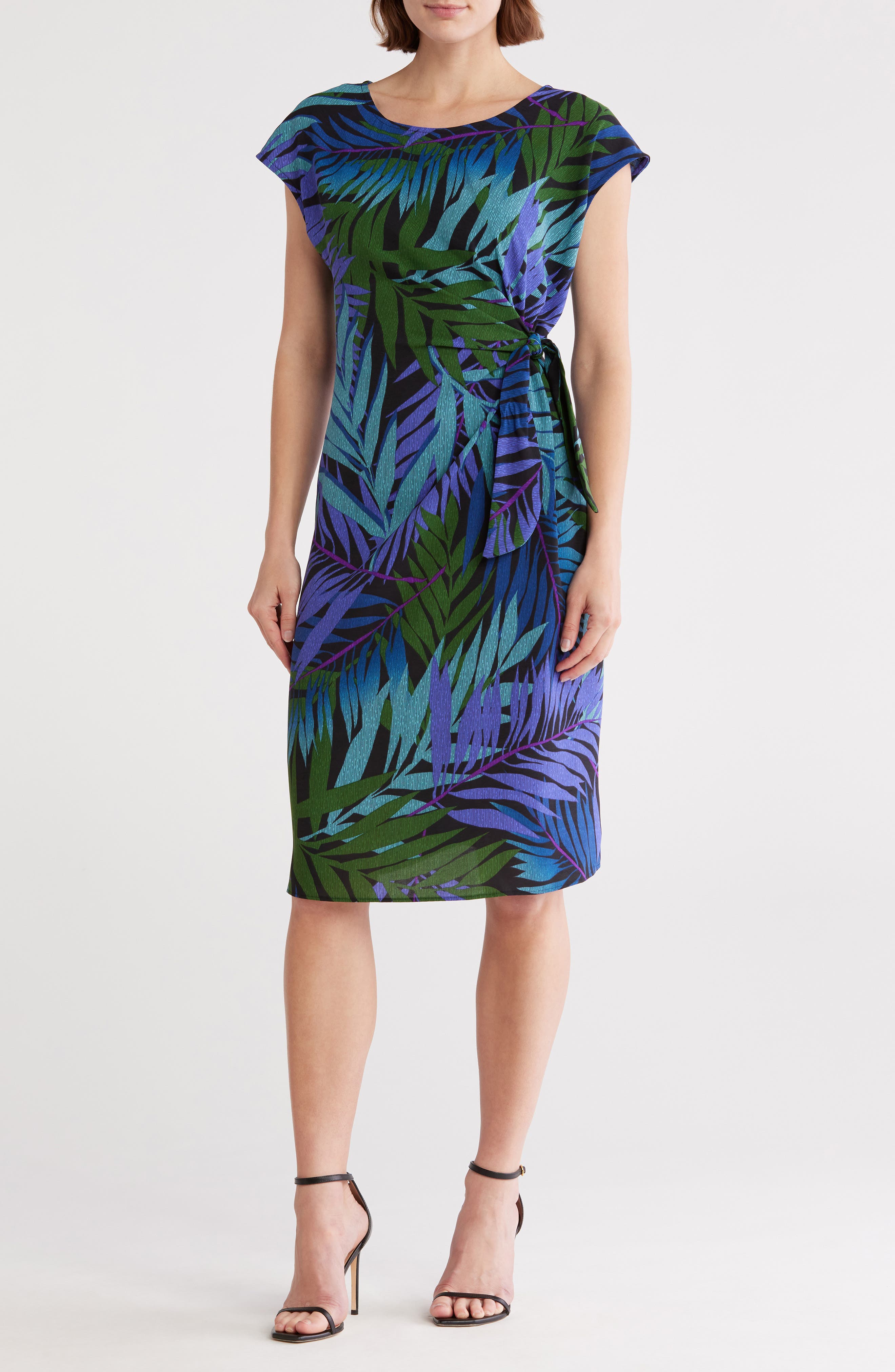 Connected Apparel Tie Waist Mock Wrap Dress | Nordstromrack