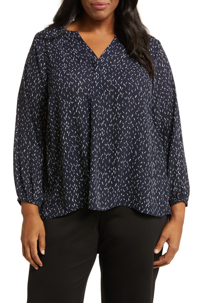 T Tahari Line Print Split Neck Blouse | Nordstromrack