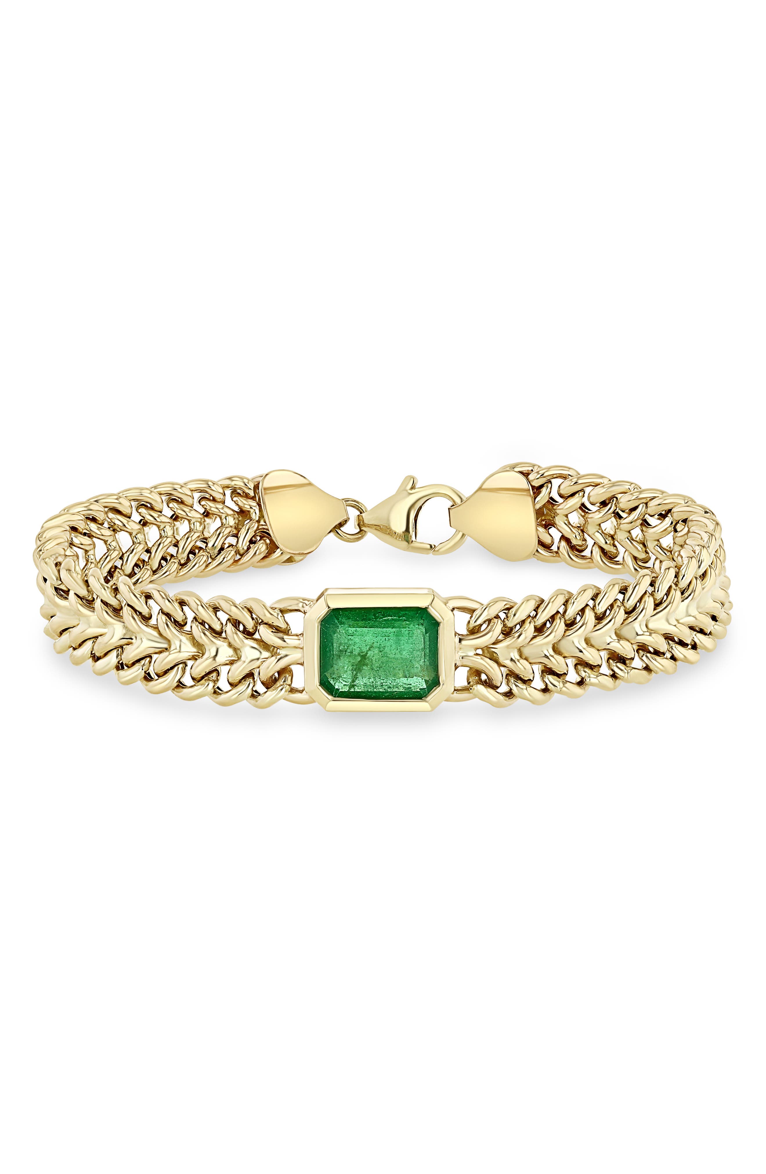 Zoë Chicco One of a Kind Emerald Set in a Bismark Chain Bracelet ...