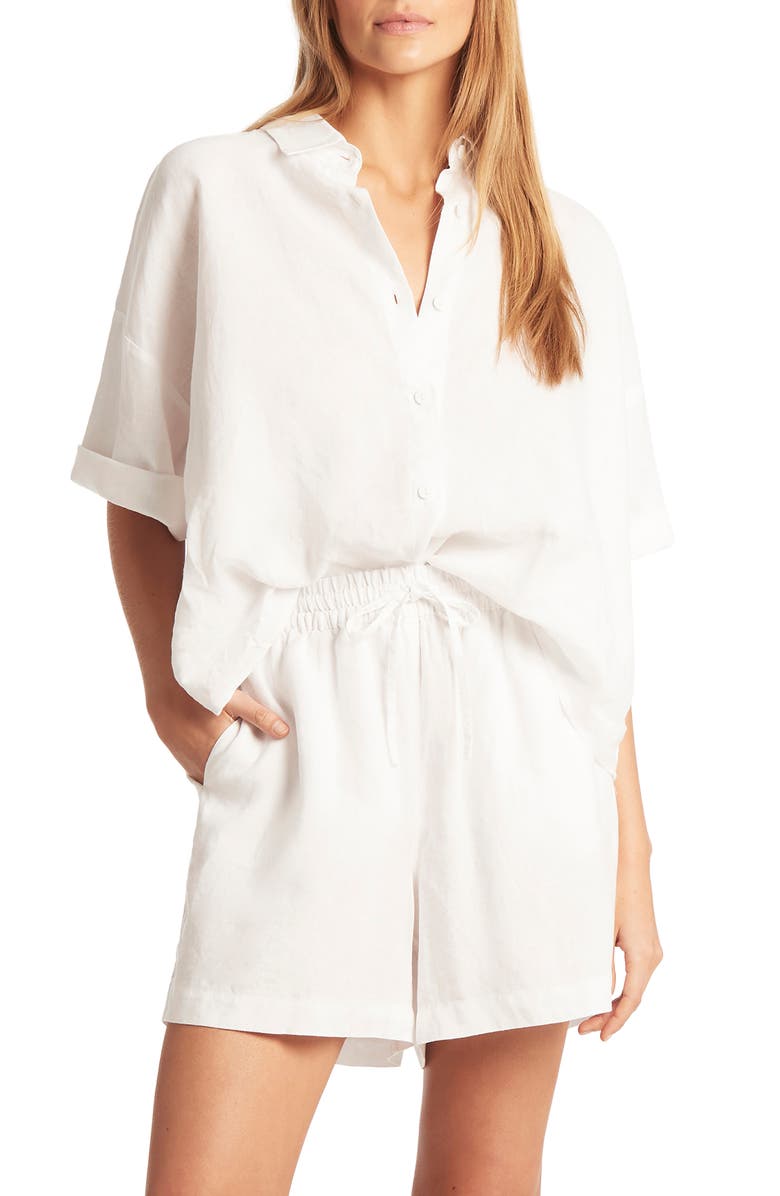 Sea Level Tidal Boardwalk Linen Cover-Up Shorts | Nordstromrack