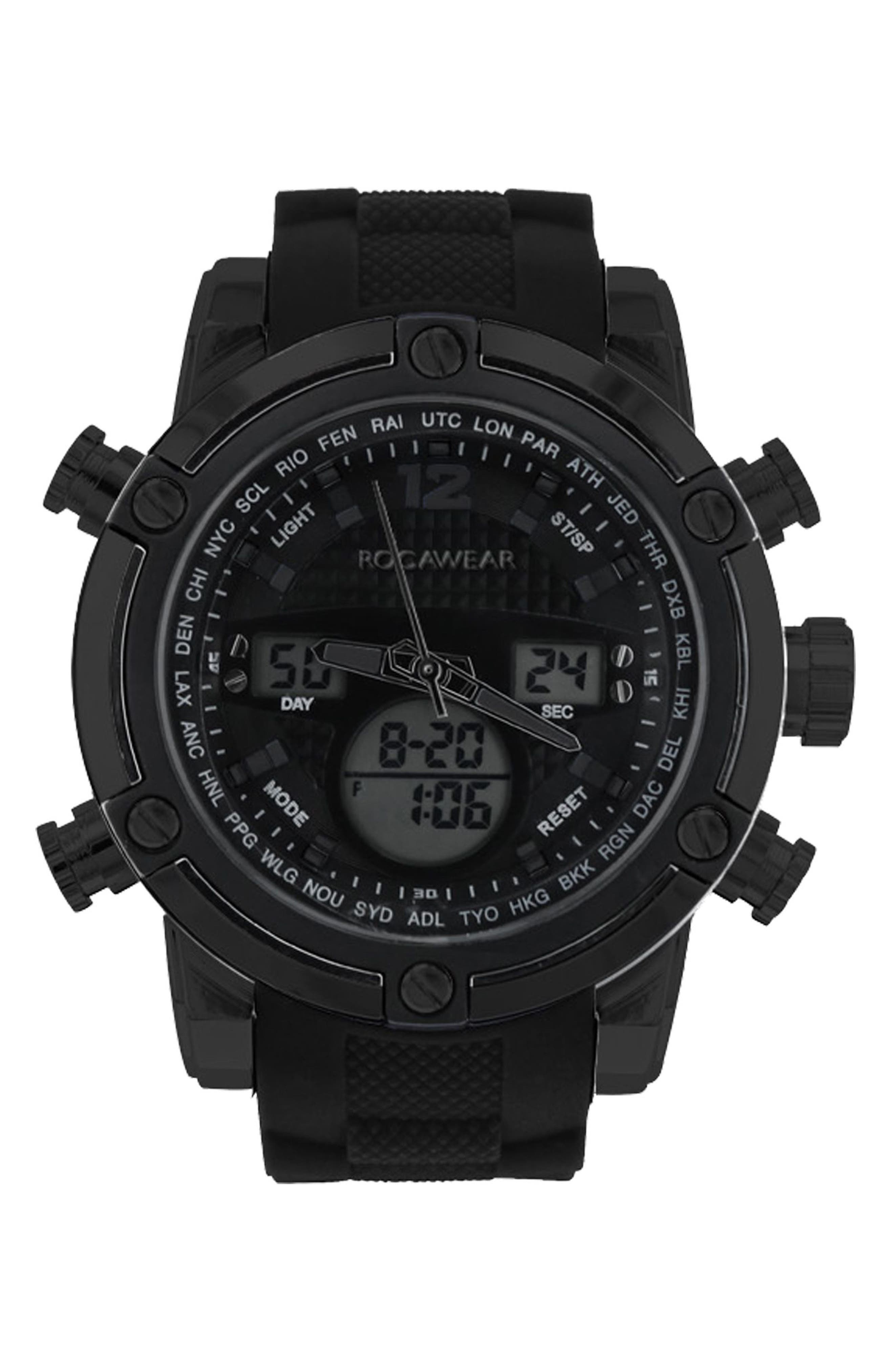 Rocawear Silicone Strap Watch, 51mm | Nordstromrack