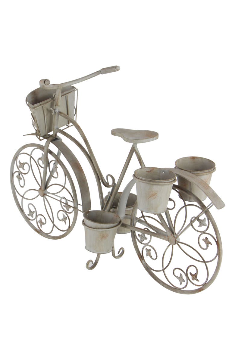 WILLOW ROW Silvertone Metal Indoor & Outdoor 3-Tier Bike Plant STand ...