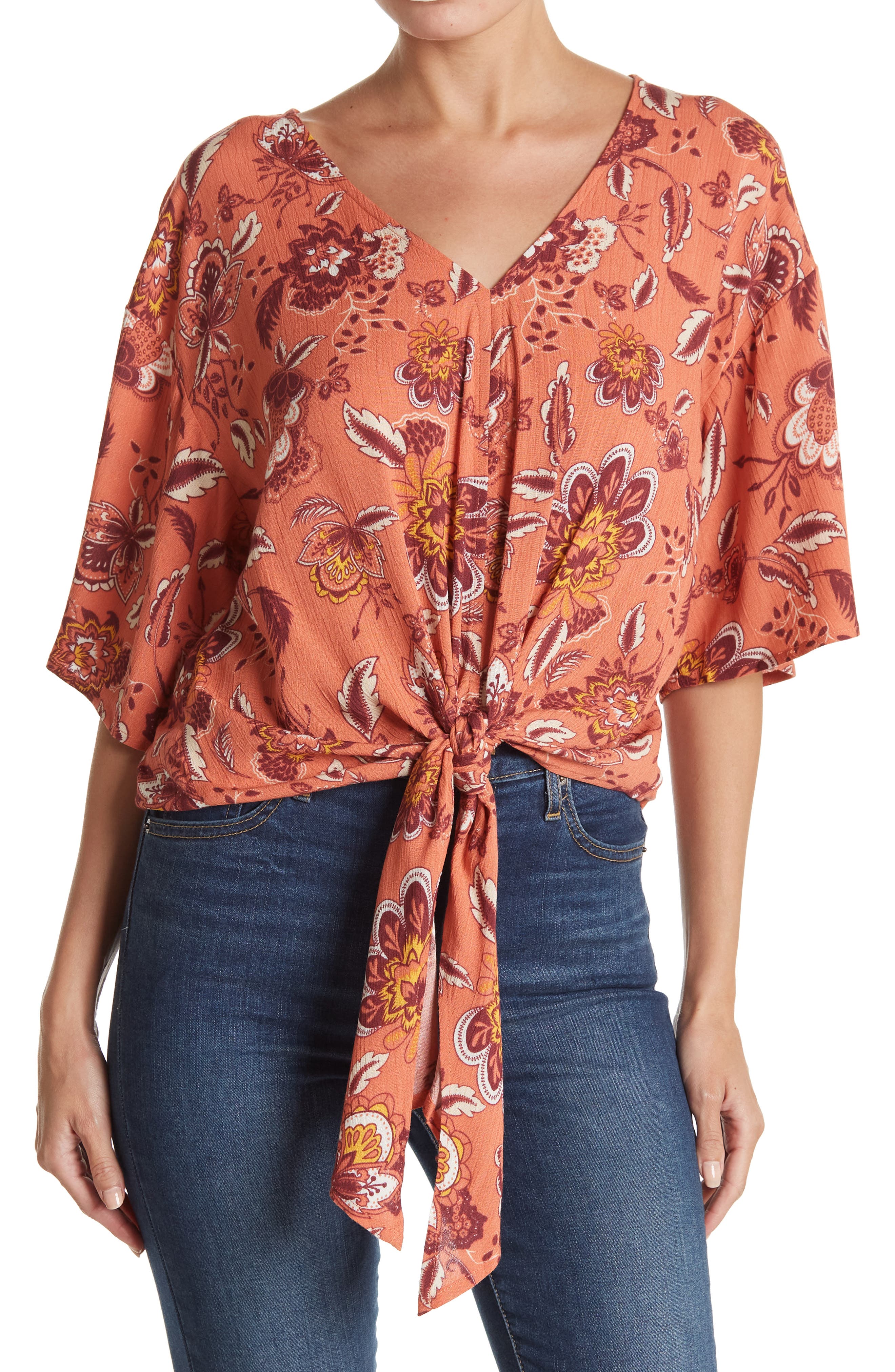MAUBY Tie Hem Floral Blouse | Nordstromrack