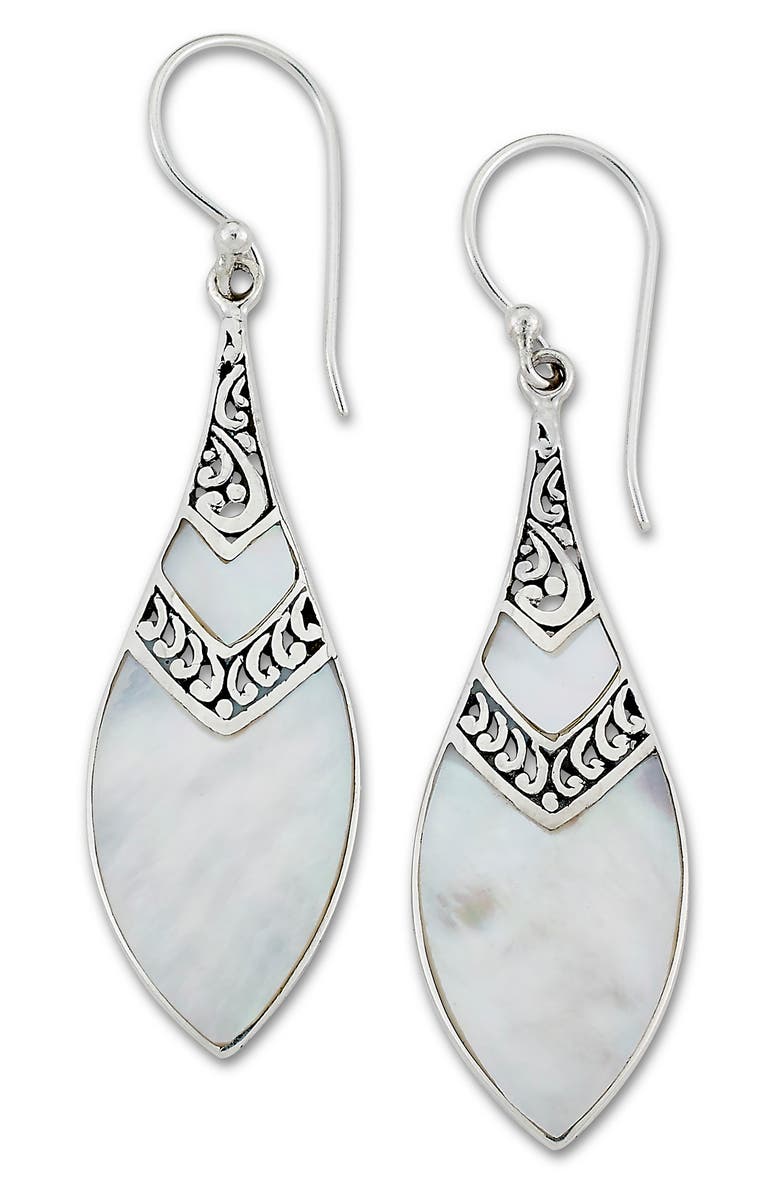 SAMUEL B. Sterling Silver Filigree Mother-of-Pearl Drop Earrings ...