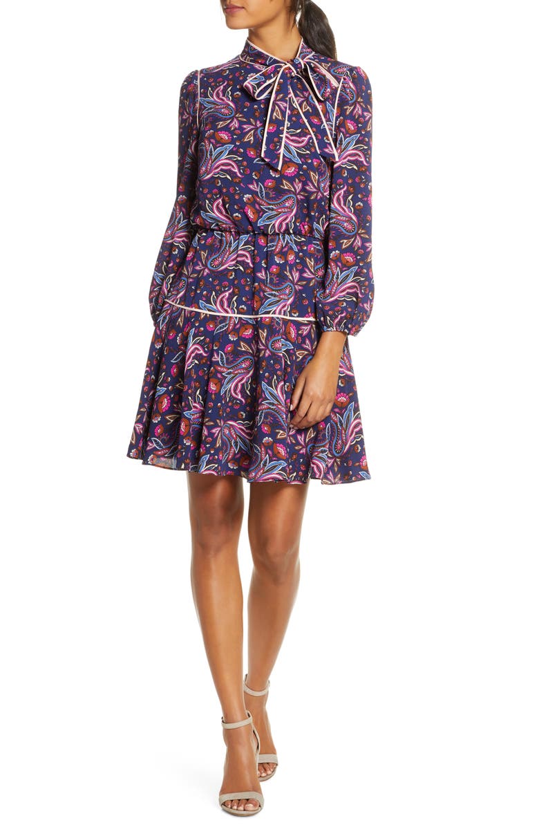 Eliza J Long Sleeve Bow Neck Dress | Nordstromrack