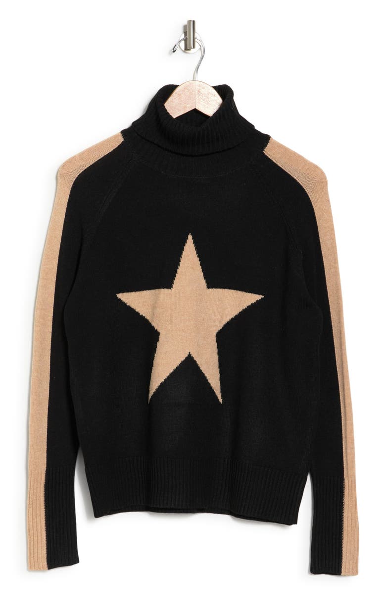 Sweet Romeo Big Star Stripe Sleeve Turtleneck Sweater | Nordstromrack