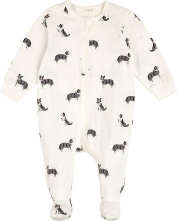 FIRSTS by Petit Lem Australian Shepherd Print Cotton Footed One-Piece ...