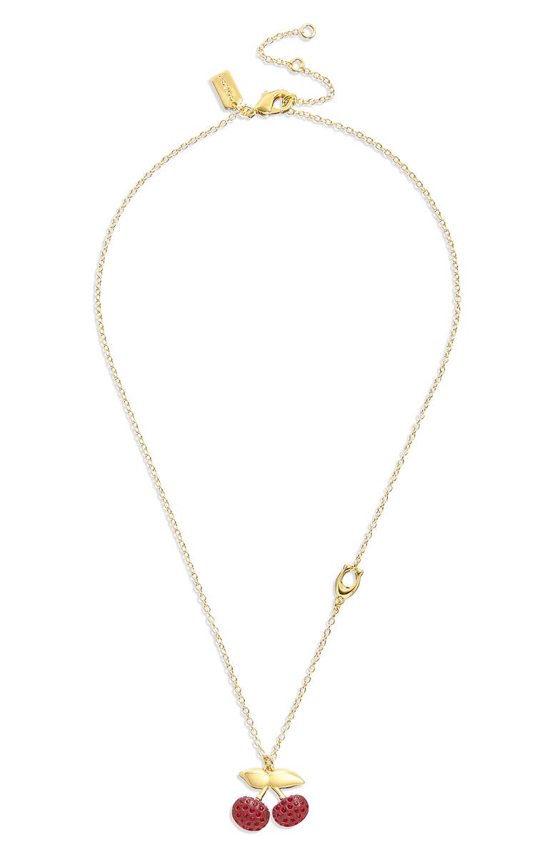 COACH Pavé Cherry Pendant Necklace | Nordstrom