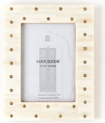 Matr Boomie Mukhendu 5x7 Picture Frame - Carved Bone, Brass Studs ...