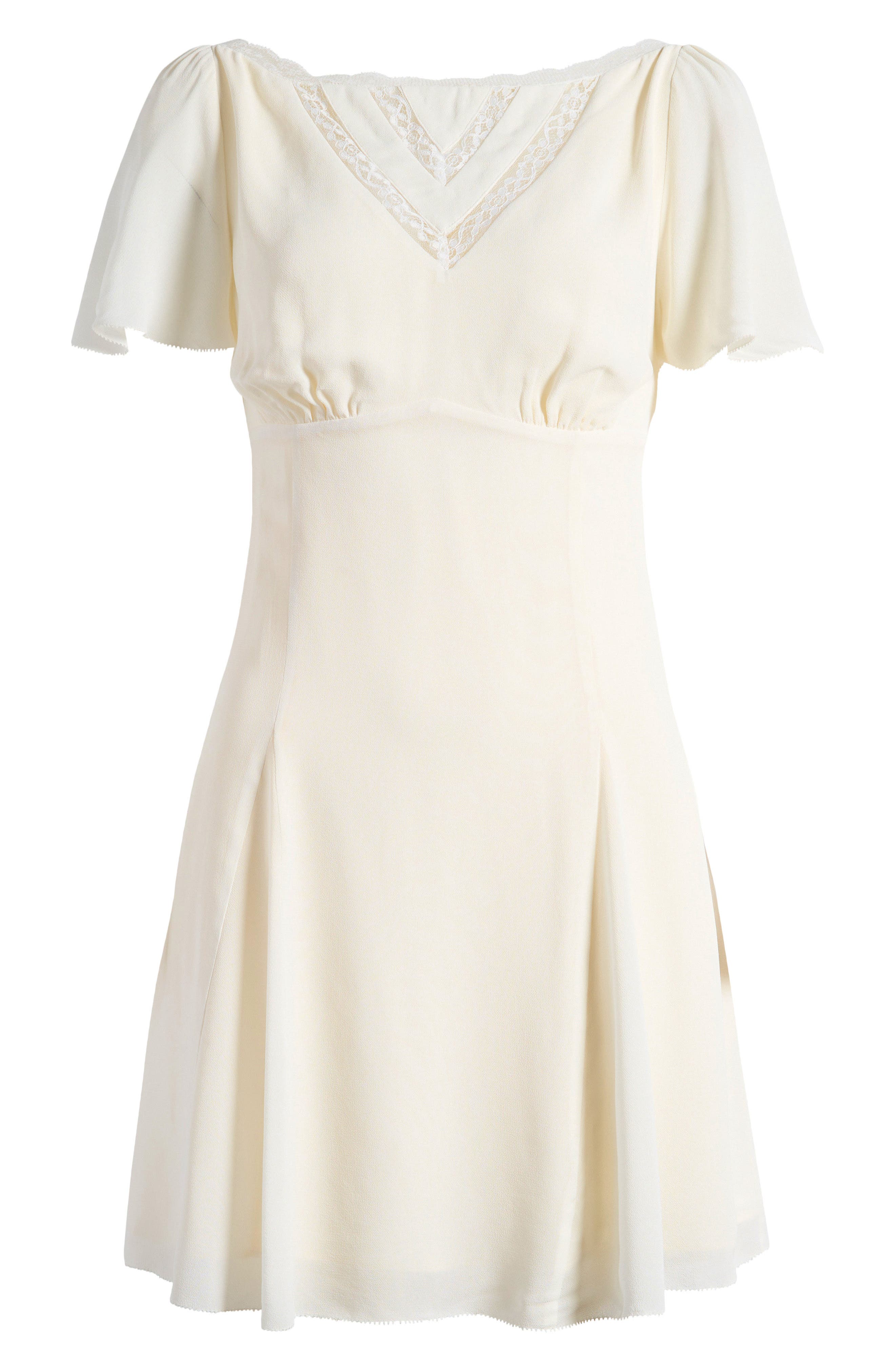 Reformation Malena Lace Inset Stretch Organic Cotton Minidress ...
