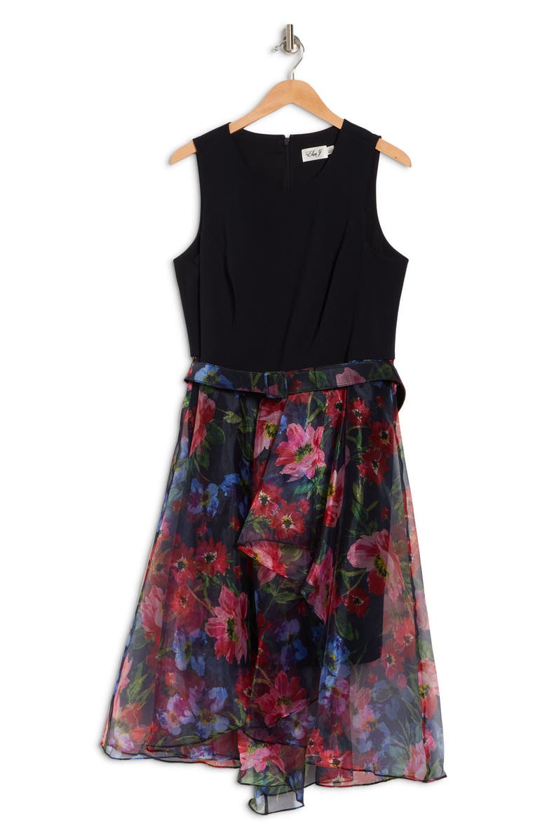 Eliza J Crepe Top w/ Floral Skirt Dress | Nordstromrack