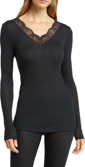Hanro Lace Trim Wool & Silk Sleep Top | Nordstrom