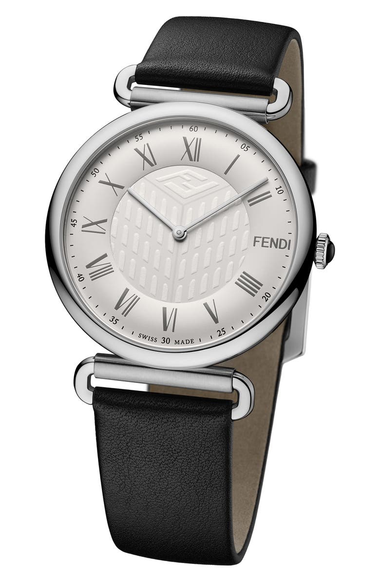 Fendi Stainless Steel Leather Strap Watch, 41mm | Nordstromrack