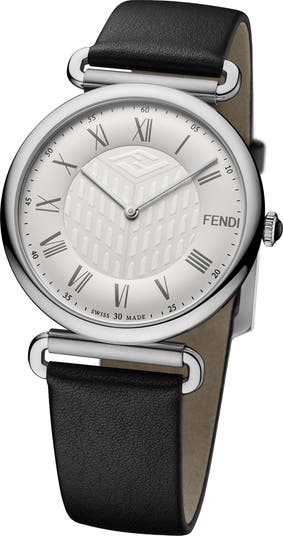 Fendi Stainless Steel Leather Strap Watch, 41mm | Nordstromrack