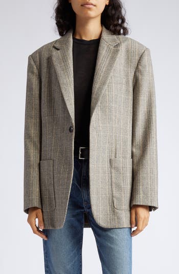 Nili Lotan Gael Plaid Oversize Wool Blend Blazer | Nordstrom