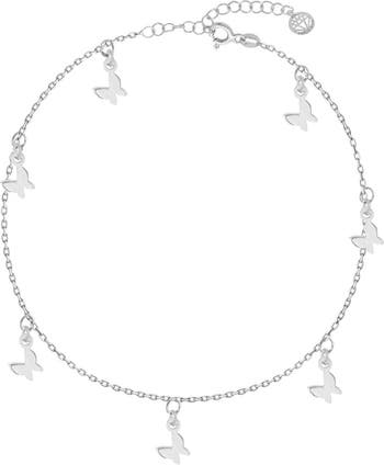 GABI RIELLE Sterling Silver Butterfly Charm Anklet | Nordstromrack
