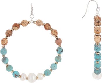 Chan Luu Turquoise & Cultured Pearl Hoop Earrings | Nordstromrack