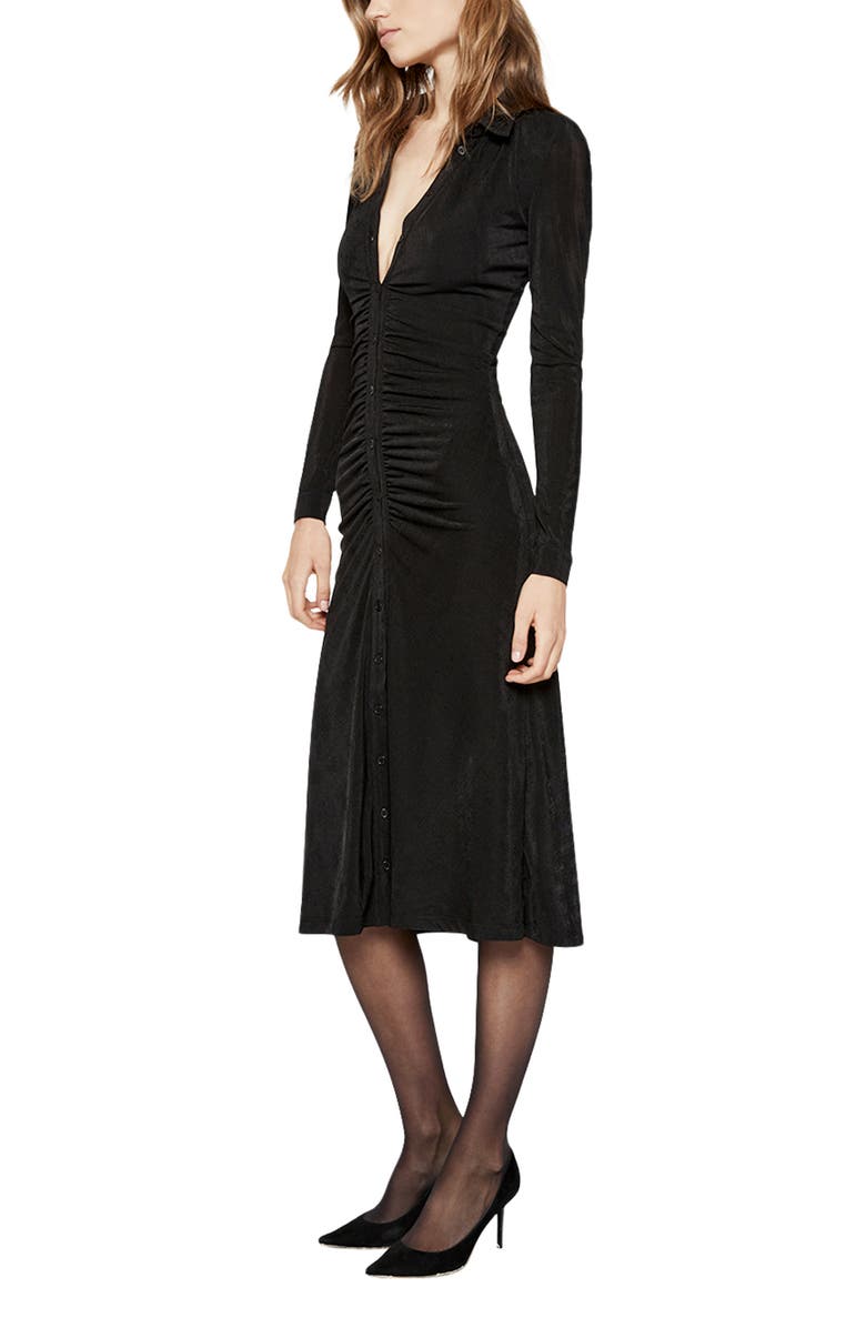 Bardot The Gathered Long Sleeve Button-Up Midi Dress | Nordstrom