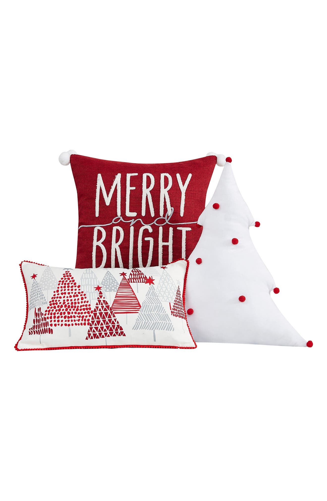 SOUTHSHORE FINE LINENS Merry and Bright 3-Piece Throw Pillow Set ...