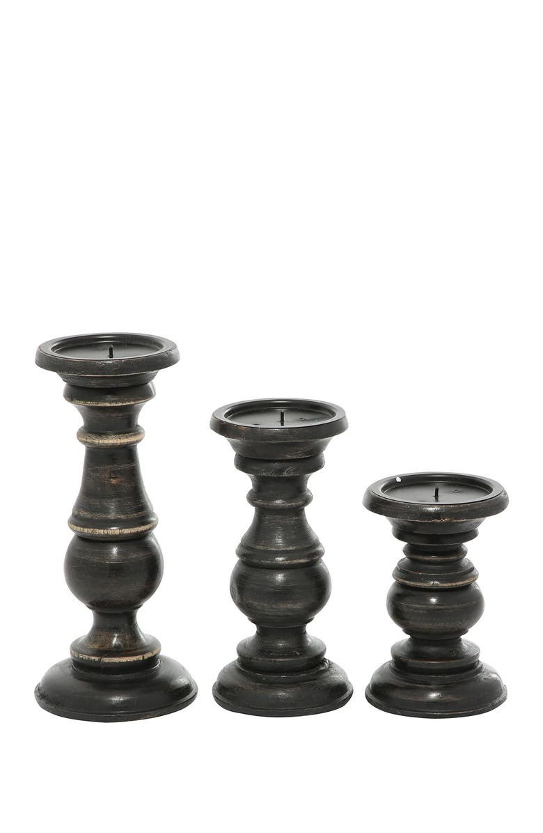 SONOMA SAGE HOME Black Mango Wood Traditional Candle Holder with ...