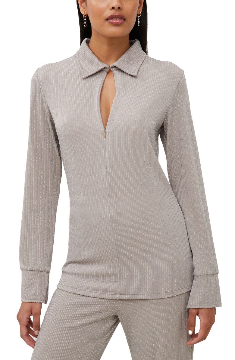 French Connection Paula Metallic Stripe Half-Zip Pullover | Nordstrom