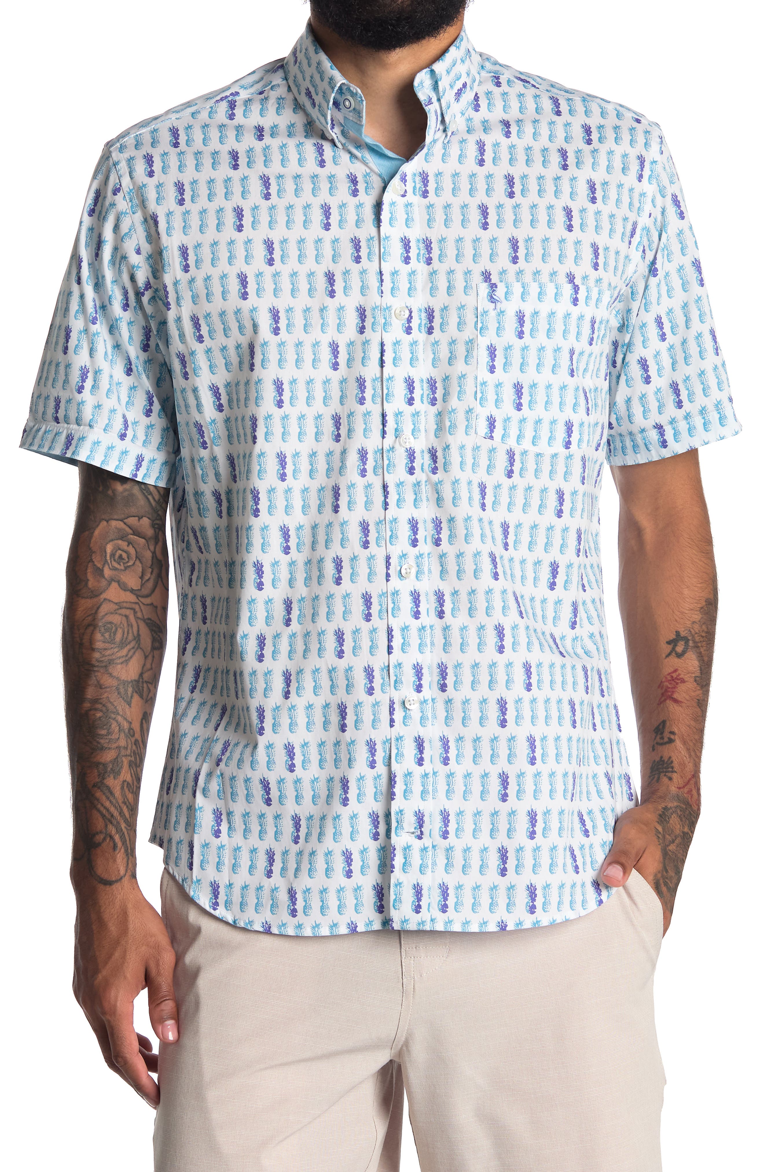 TailorByrd Pineapple Print Short Sleeve Regular Fit Shirt | Nordstromrack